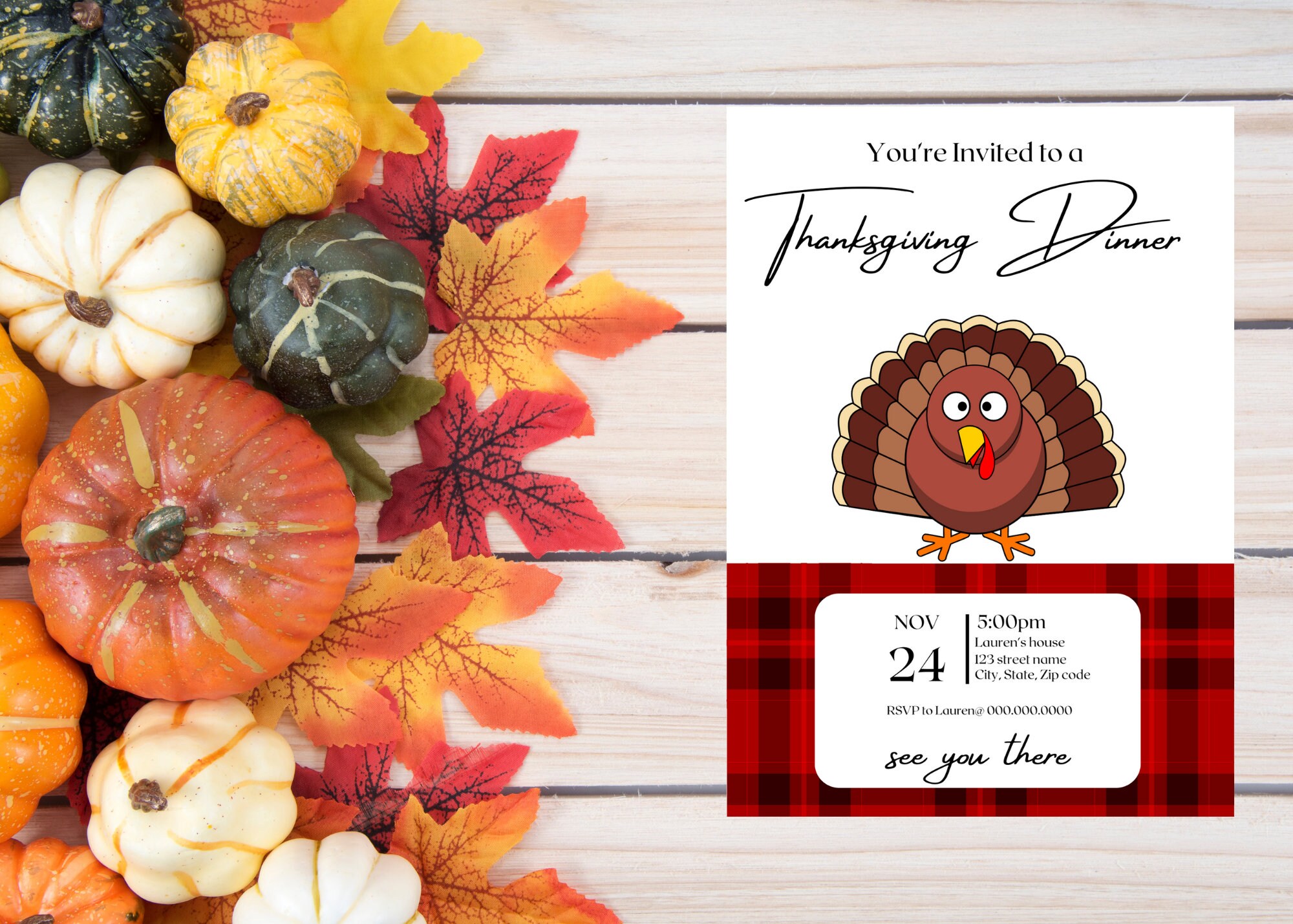 THANKSGIVING| EDITABLE Party Invitation| Family Friendly| Turkey ...