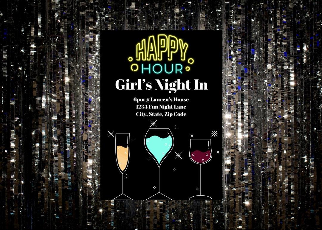 GIRLS NIGHT IN or Out|fully Editable With Canva| Portrait Style Digital ...