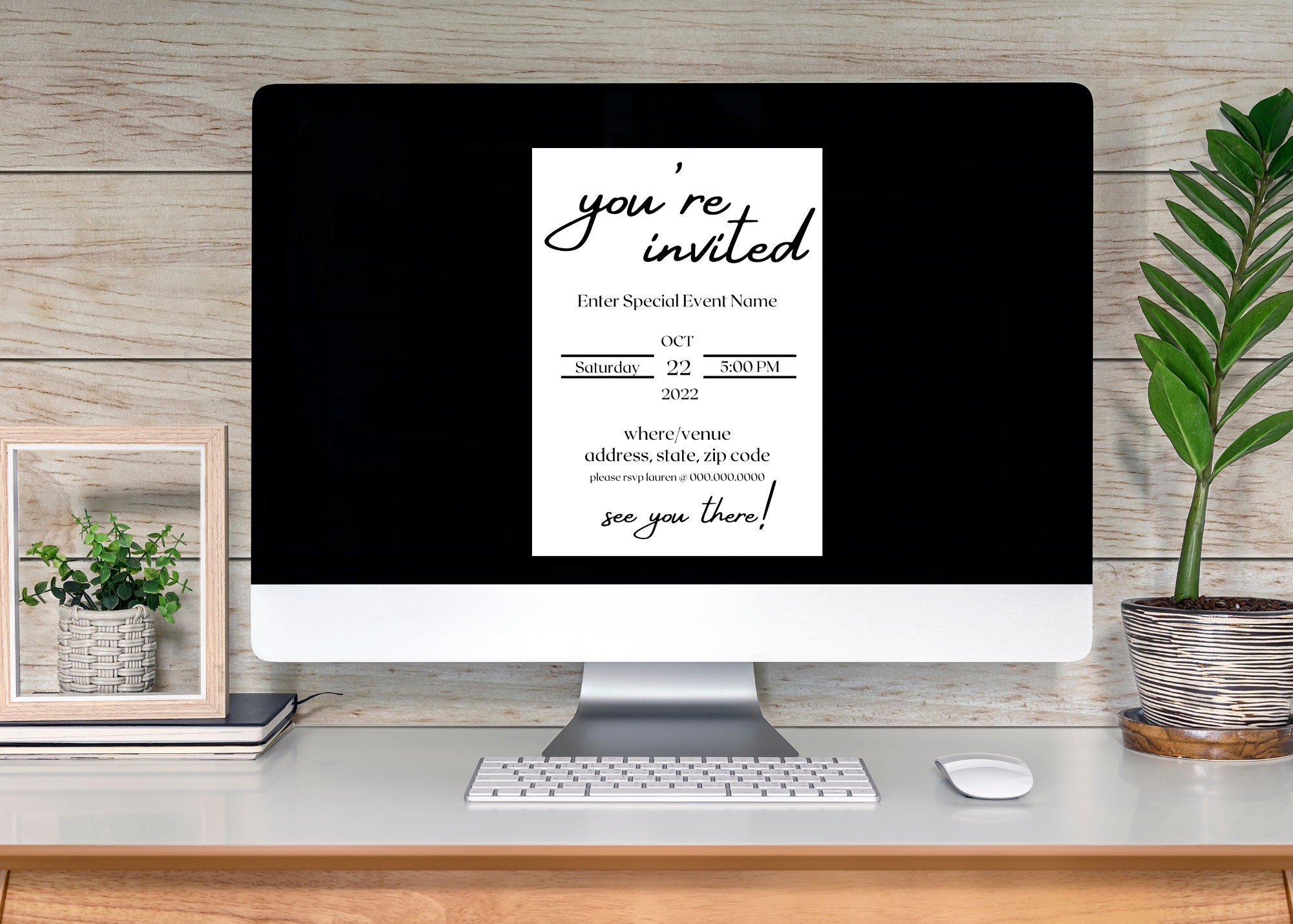 EDITABLE| You're Invited Party Invitation| Black and White Modern ...
