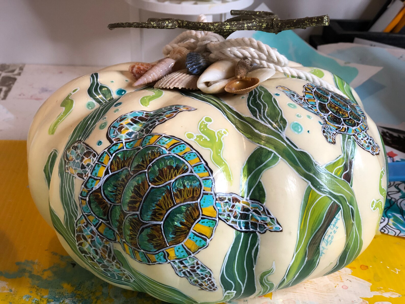 Sea Turtle and Baby Coastal Pumpkin - Etsy