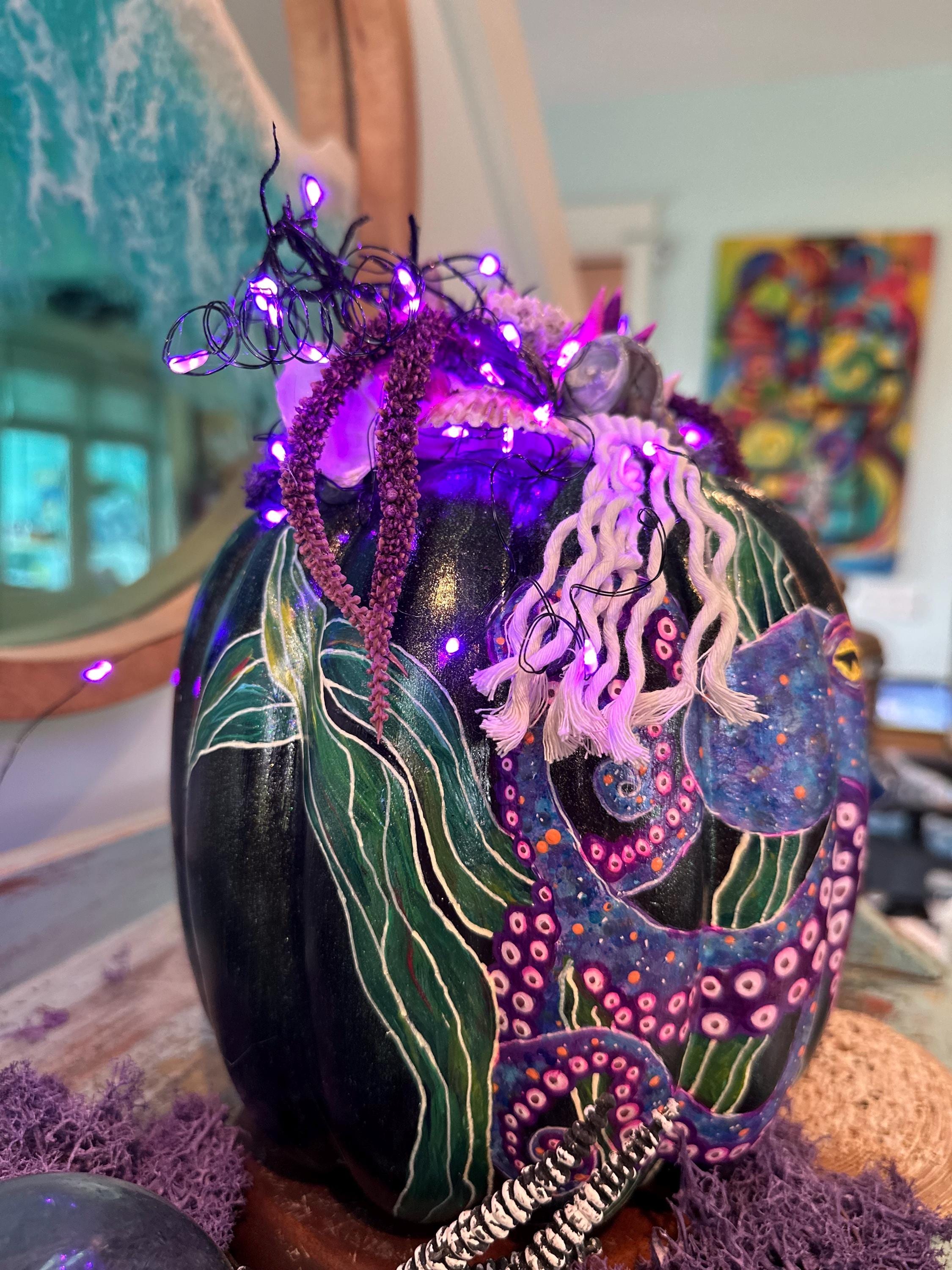 Deep Sea Octopus on Black Pumpkin - Etsy