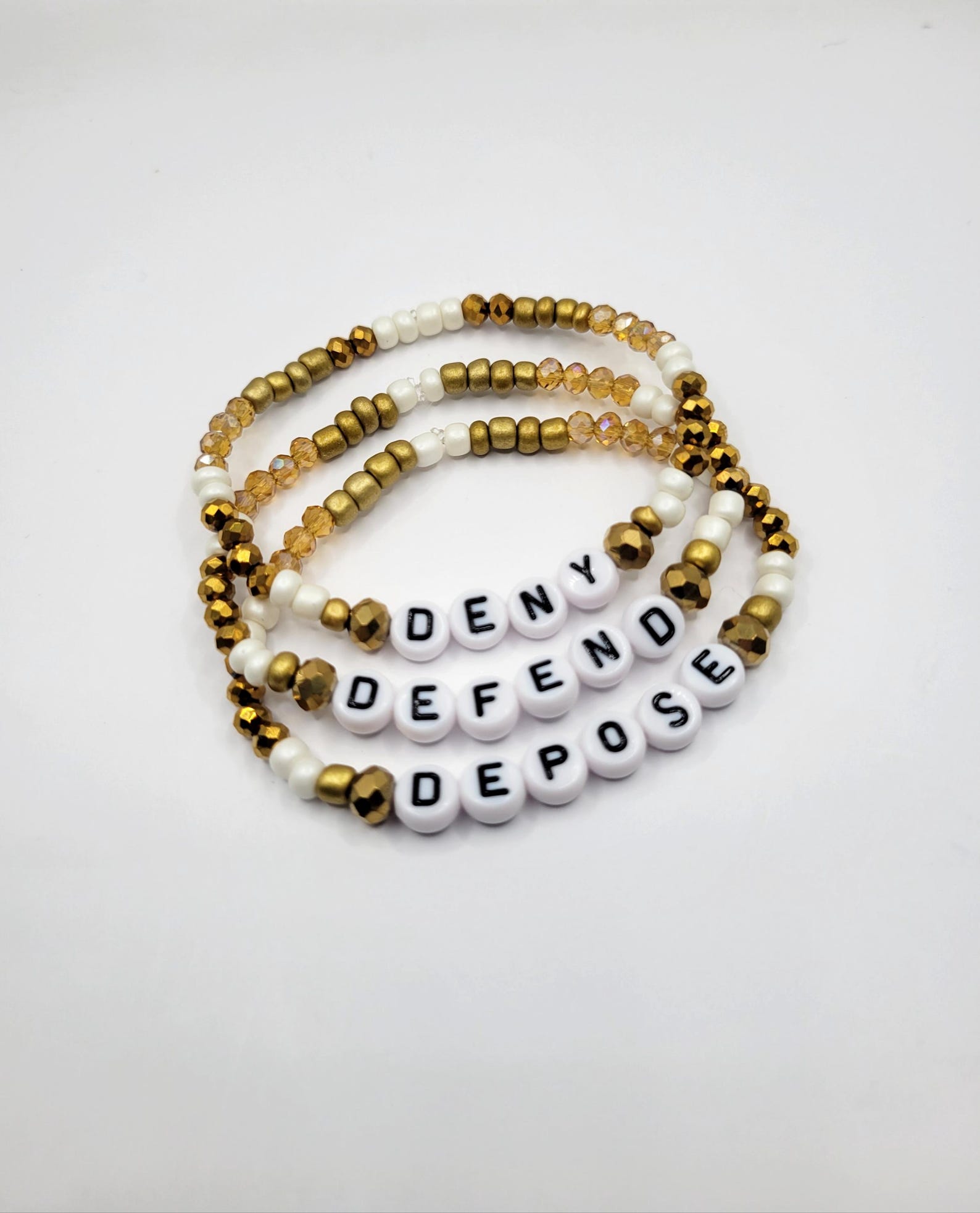 Deny Defend Depose Gold Bracelet Set Sparkly Jewelry Revolt Eat the ...