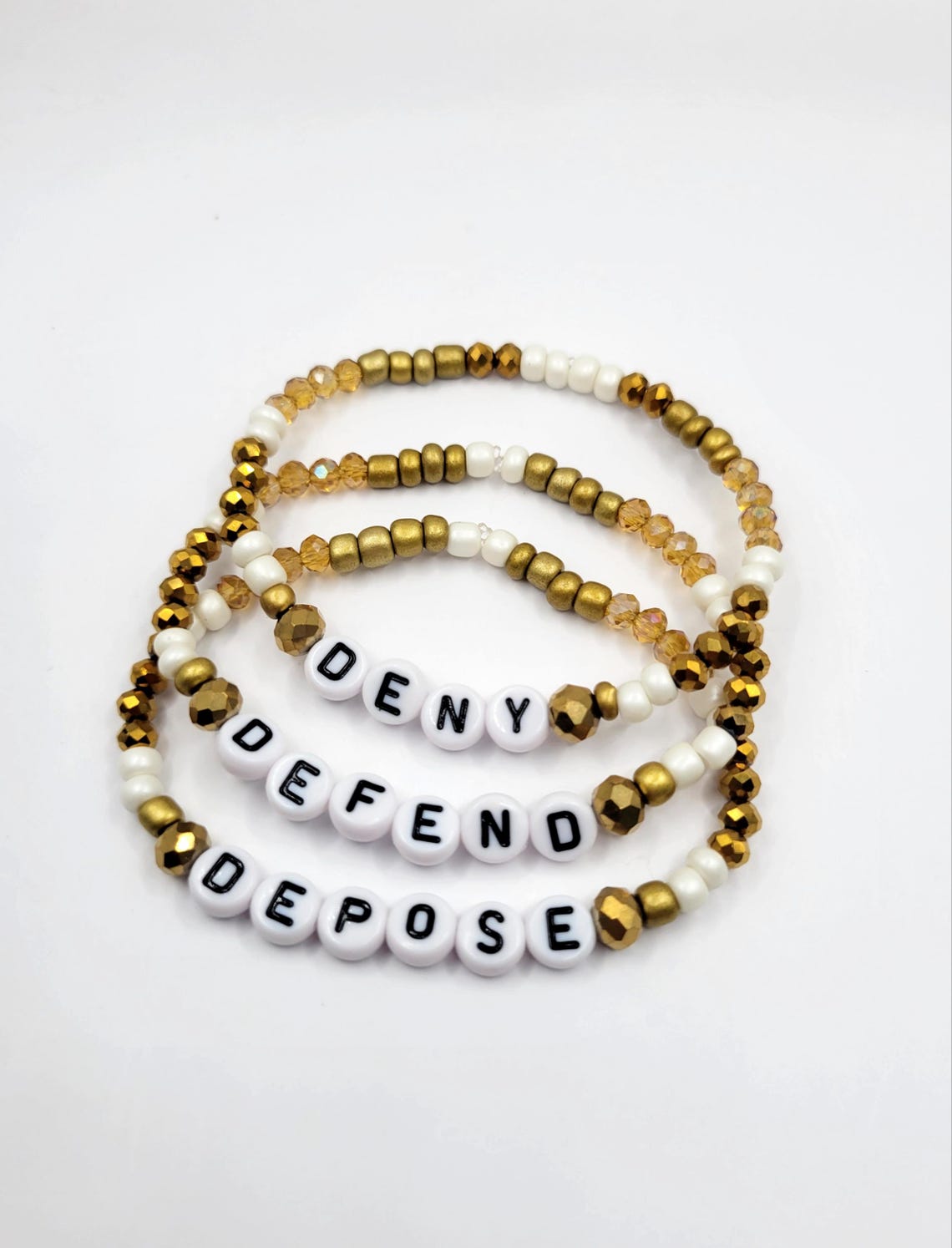 Deny Defend Depose Gold Bracelet Set Sparkly Jewelry Revolt Eat the ...