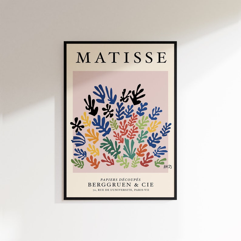 Matisse Colorful Cut-outs Wall Art Poster, Vintage Style Home Decor ...