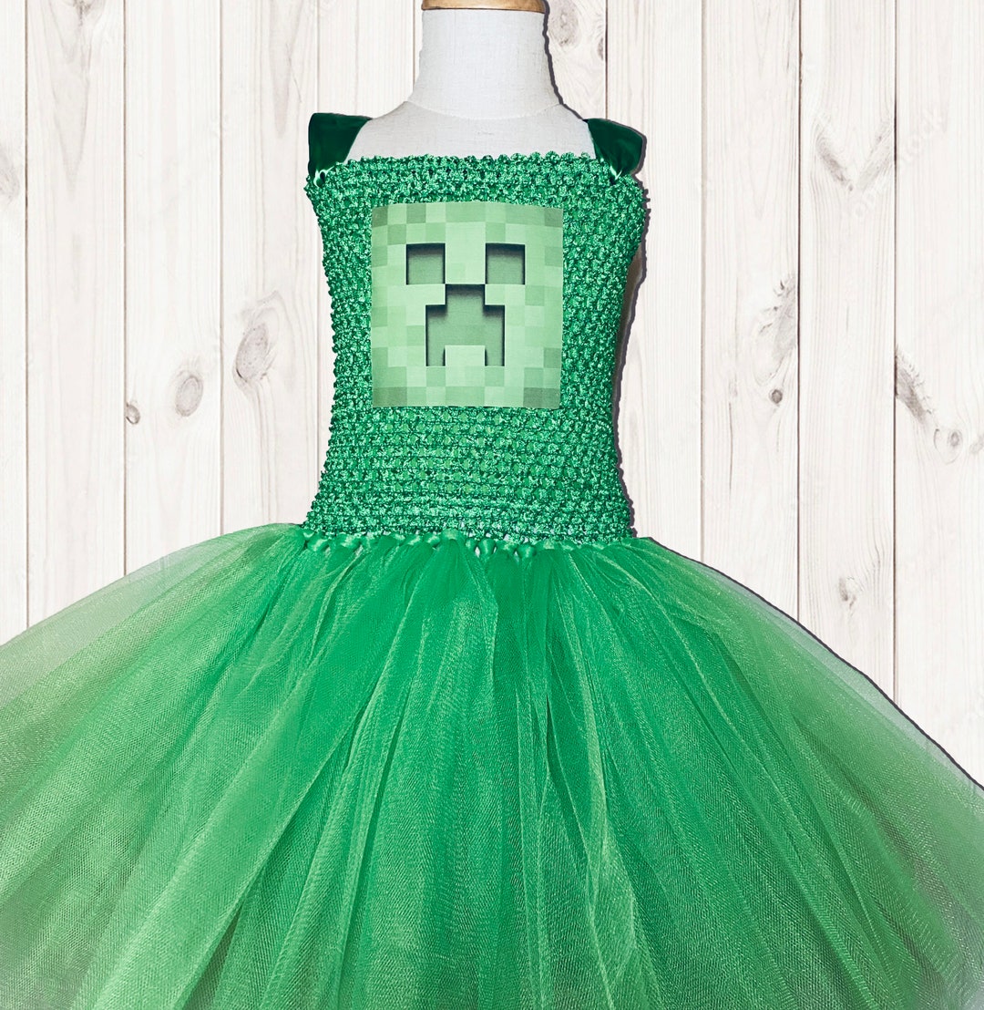 Creeper Minecraft Tutu Party Dress With Cotton Lined Top - Etsy