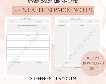 Sermon Notes, Printable at Home Notes, Bible Study Notes, Digital ...