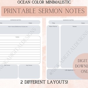 Sermon Notes, Printable at Home Notes, Bible Study Notes, Digital ...