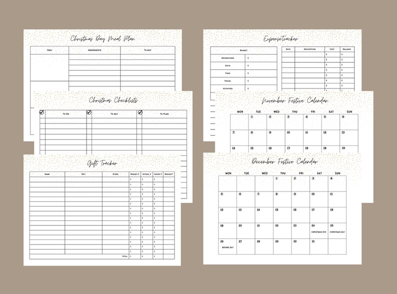 6 Page Digital PDF Fillable & Printable Christmas Planner | Holiday ...