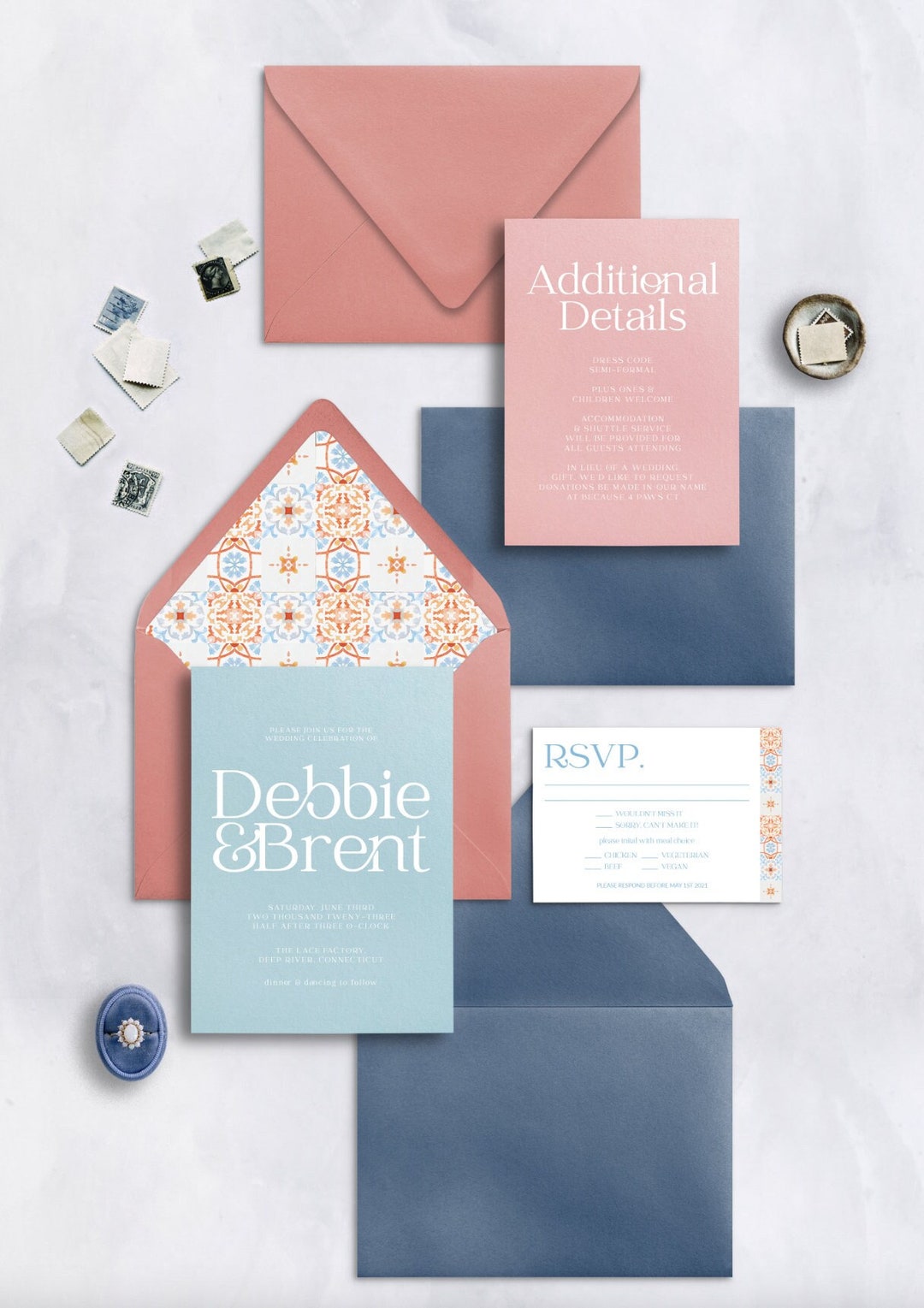 Mediterranean Wedding Invitation Set Modern and Bold Wedding - Etsy