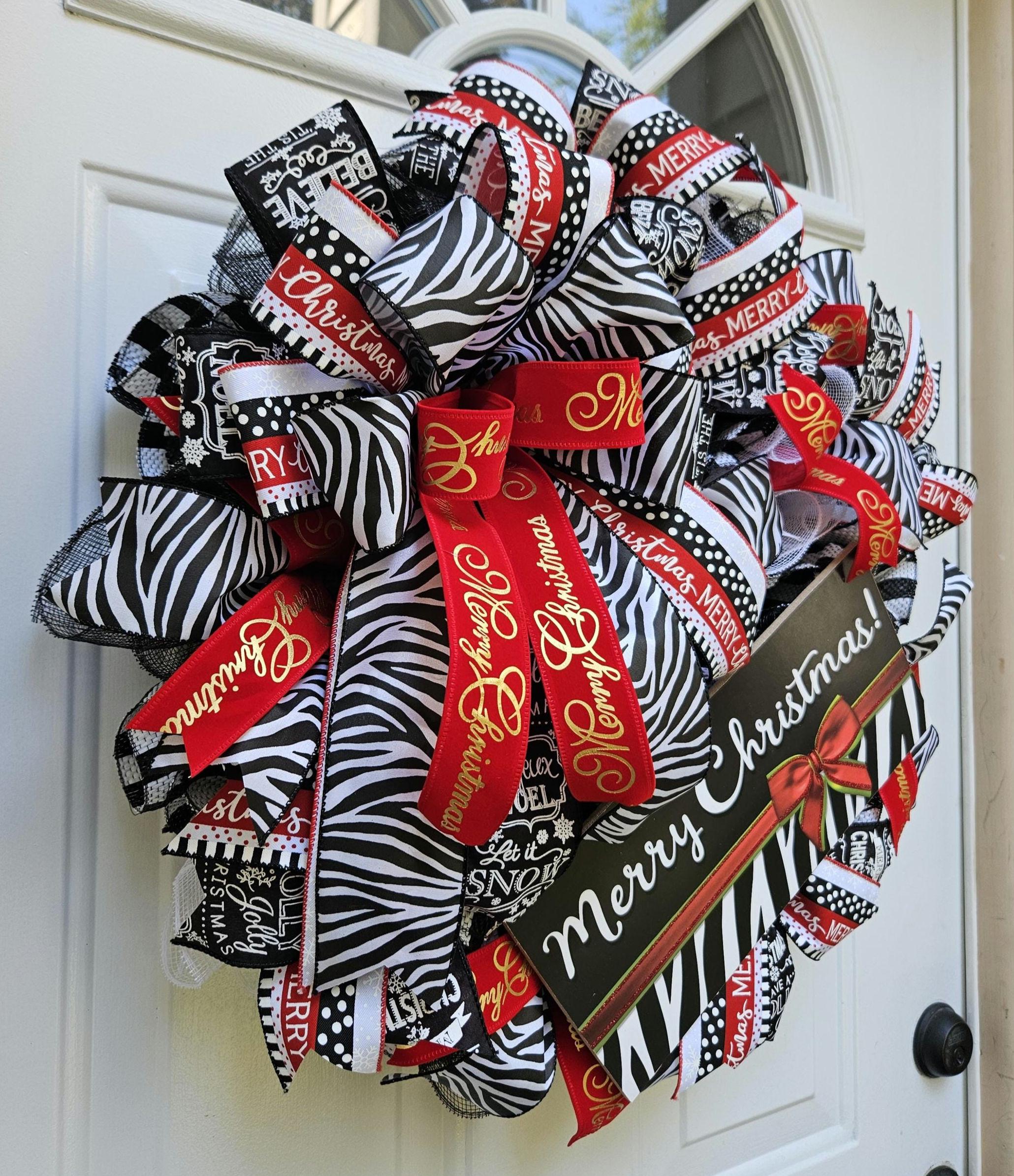Merry Christmas Zebra Print Wreath - Etsy