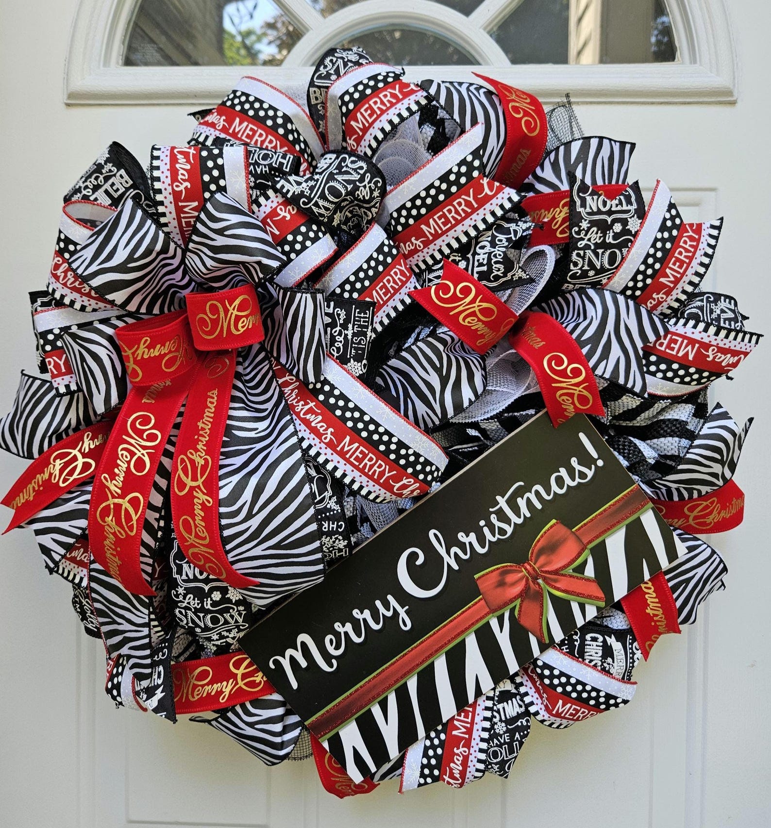Merry Christmas Zebra Print Wreath - Etsy