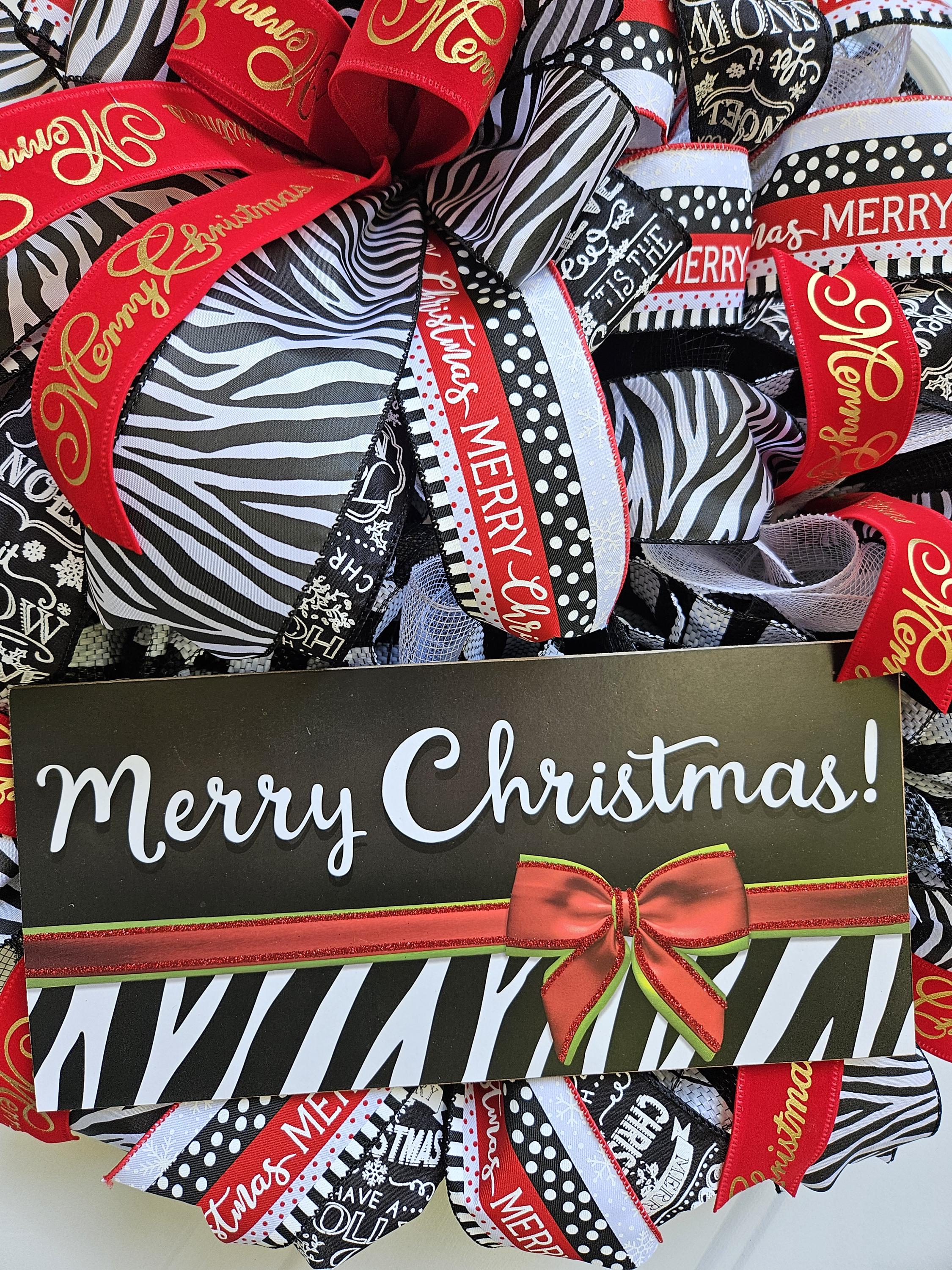 Merry Christmas Zebra Print Wreath - Etsy