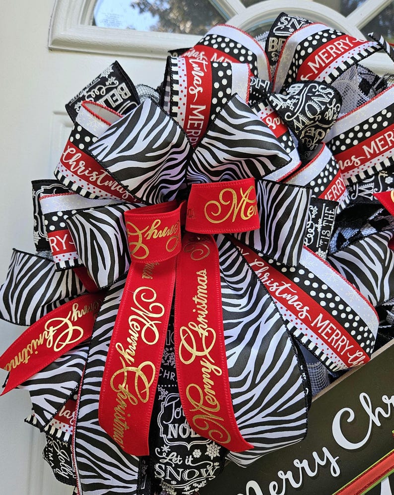 Merry Christmas Zebra Print Wreath - Etsy