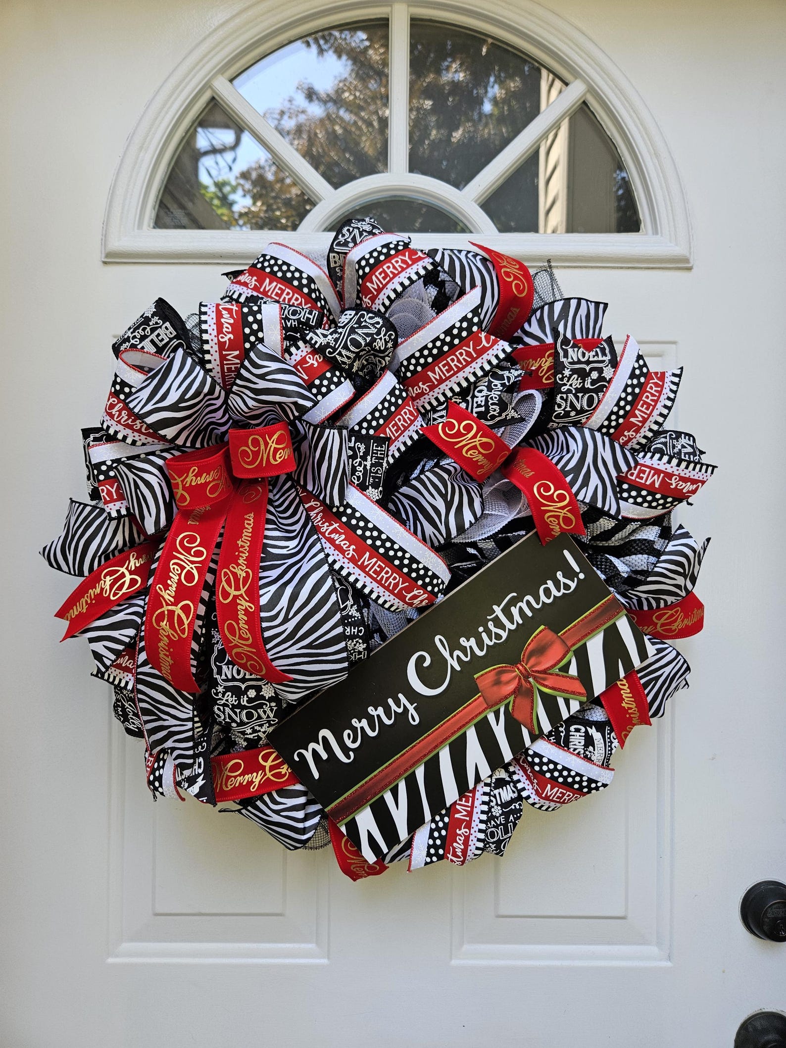 Merry Christmas Zebra Print Wreath - Etsy