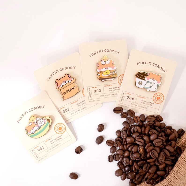 Kawaii Coffee Shop Enamel Pin - Muffin Corner Collection - Etsy