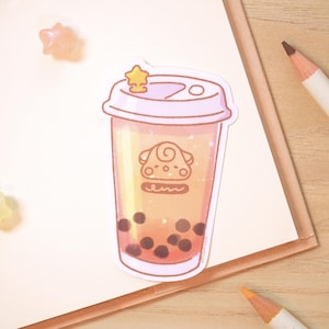 Cute Royal Milk Tea Waterproof Sticker, Water Bottle Sticker, Laptop ...