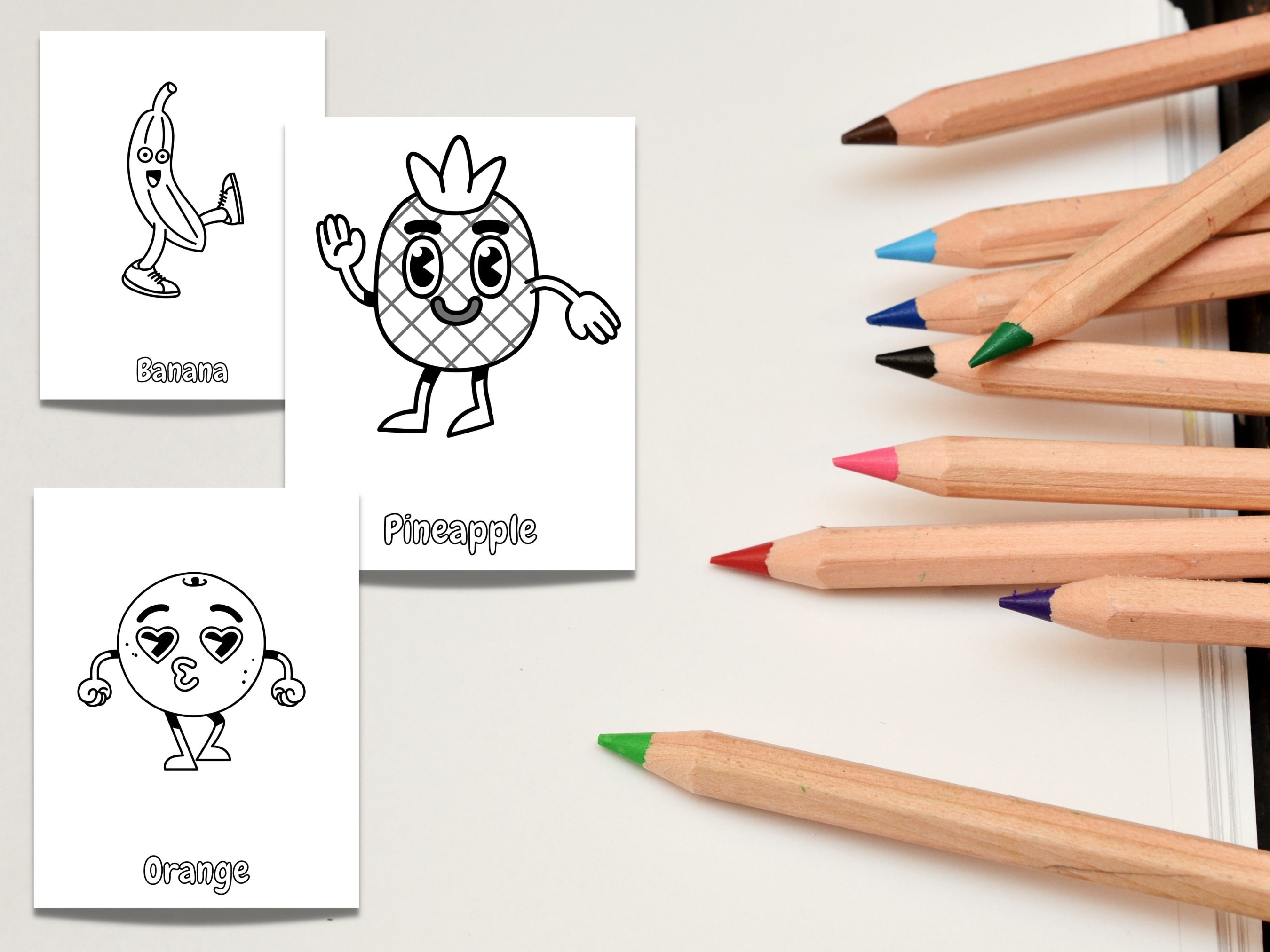 60 Fruit and Vegetable Coloring Pages, Fruit Coloring Book for Kids ...