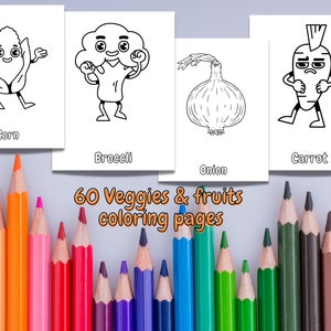 60 Fruit and Vegetable Coloring Pages, Fruit Coloring Book for Kids ...