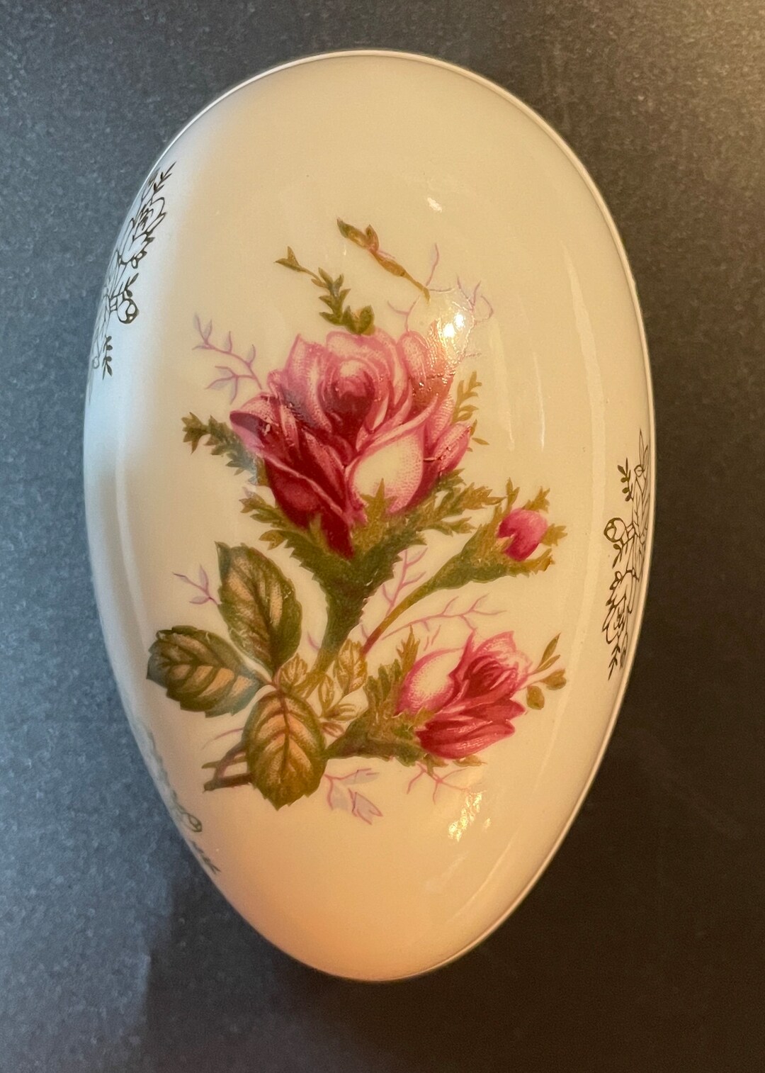 Vintage Lefton China Hand Painted Rose Egg Shaped Trinket Box NE2209 - Etsy