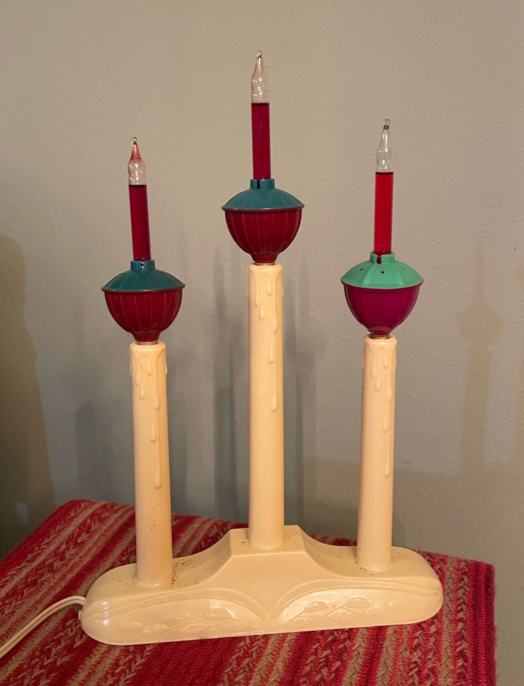 Vintage Window Christmas Bubble Light Drip Triple Candelabra - Etsy