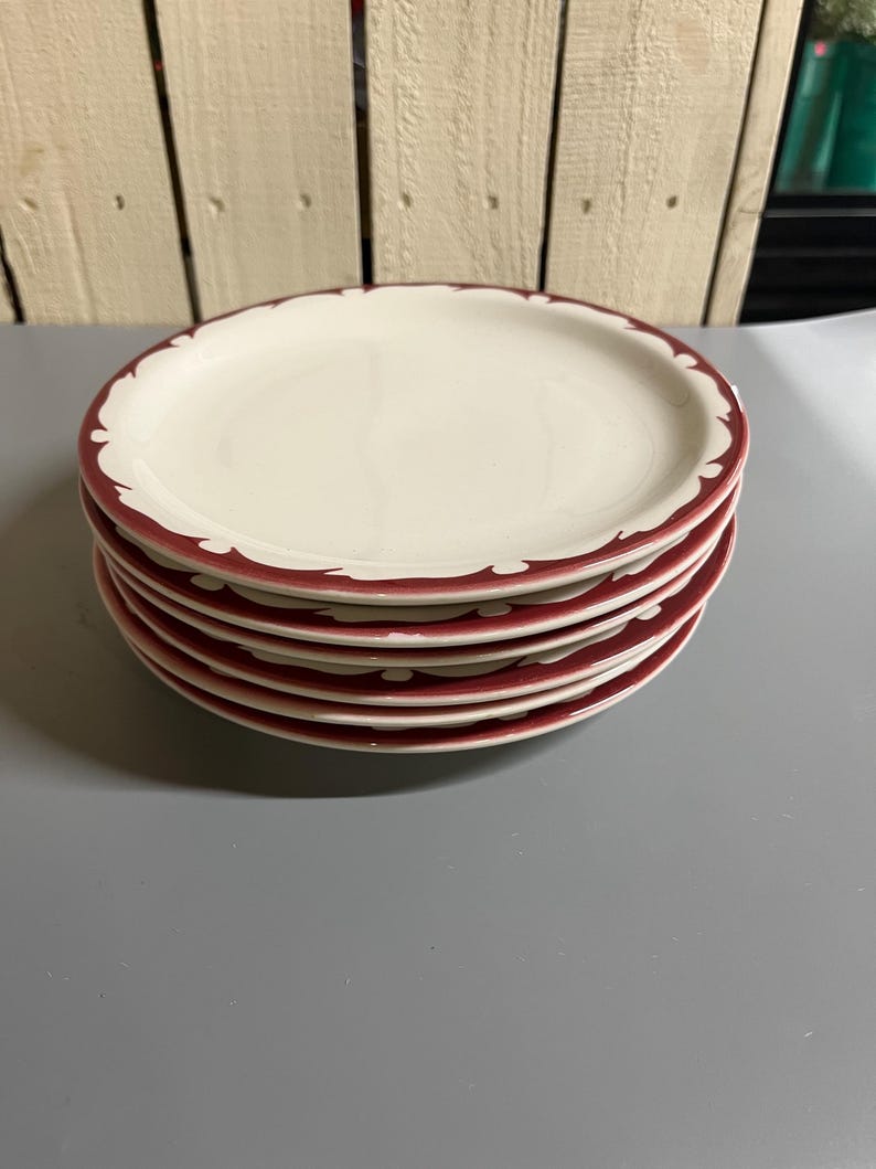 Vintage Buffalo China, Red Crest Plates - Etsy