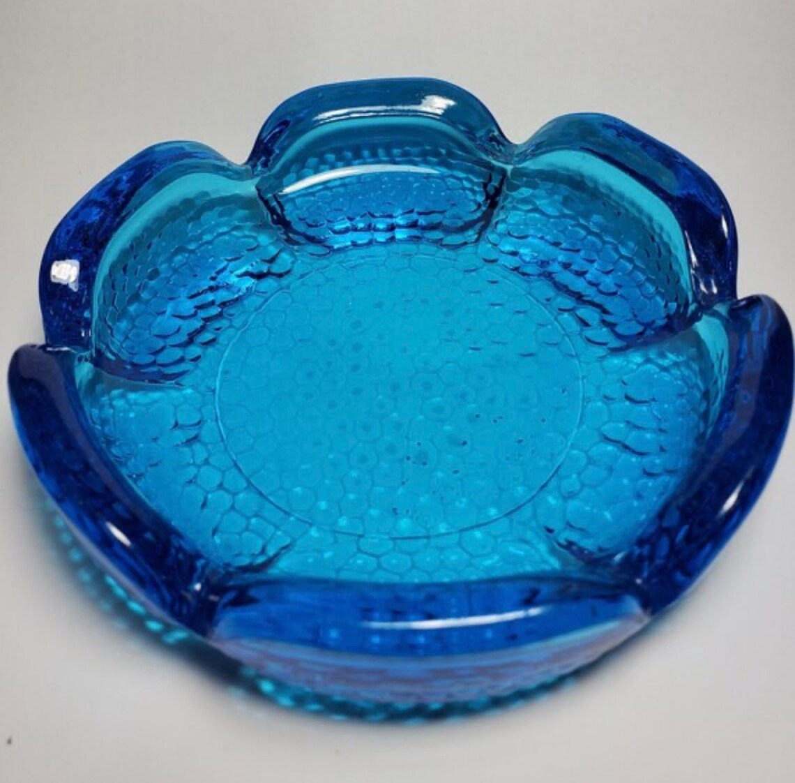 Vintage Blenko Blue Glass Sun Flower Shaped Bowl Ashtray - Etsy