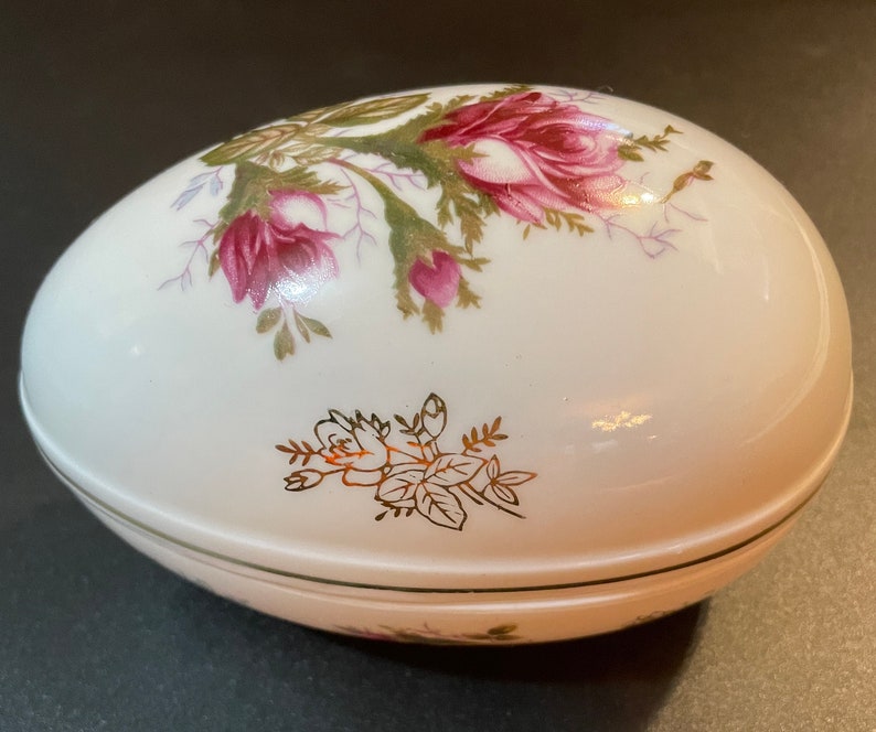 Vintage Lefton China Hand Painted Rose Egg Shaped Trinket Box NE2209 - Etsy
