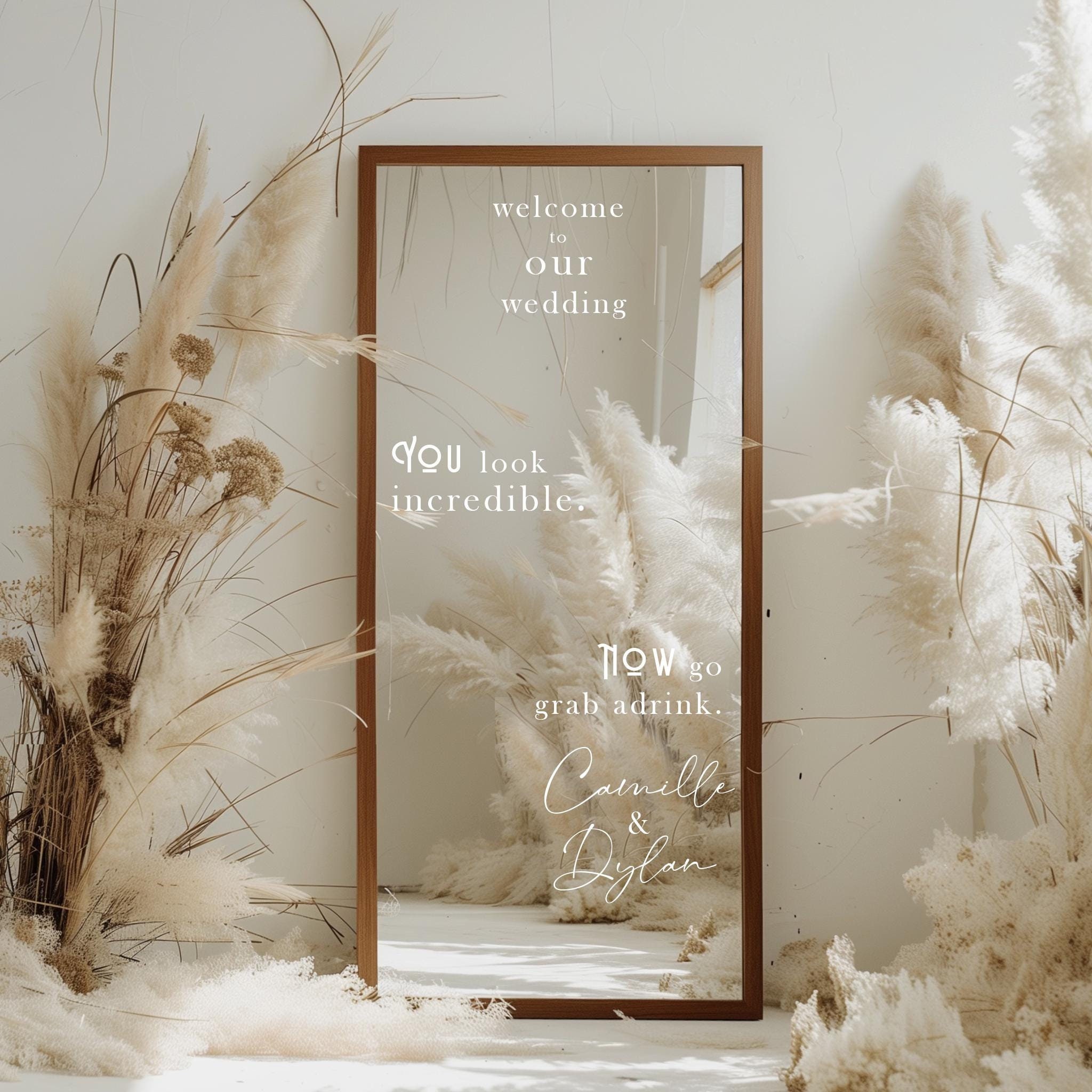 Custom Mirror Wedding Decal, Wedding Welcome Decal Sign, Wedding Decal ...