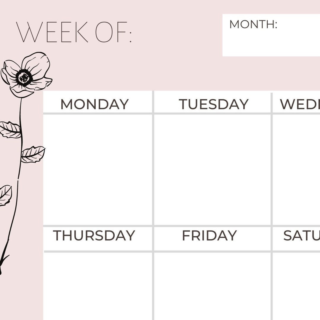 Light Pink Floral Weekly Planner - Etsy