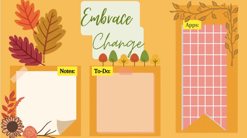 Fall Desktop Wallpaper Organizer PNG - Etsy