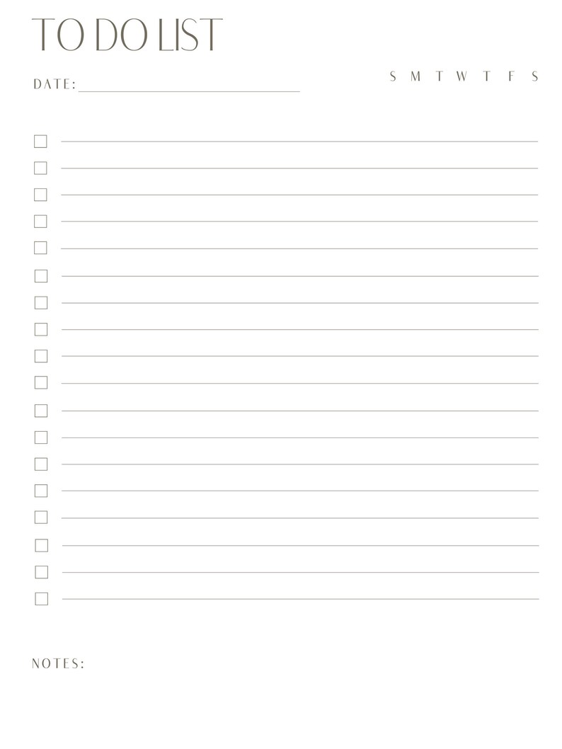Modern to Do List Digital Checklist Template - Etsy Ireland