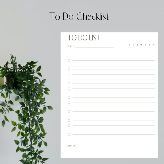 Modern to Do List Digital Checklist Template - Etsy