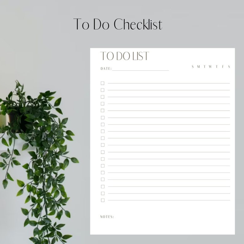 Modern to Do List Digital Checklist Template - Etsy
