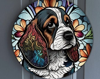 Faux Stained Glass Basset Hound Wreath Sign - Etsy