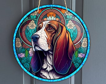 Faux Stained Glass Basset Hound Wreath Sign - Etsy