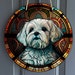 Maltese Faux Stained Glass Sign, Round Vintage Bichon Maltese Sign for ...