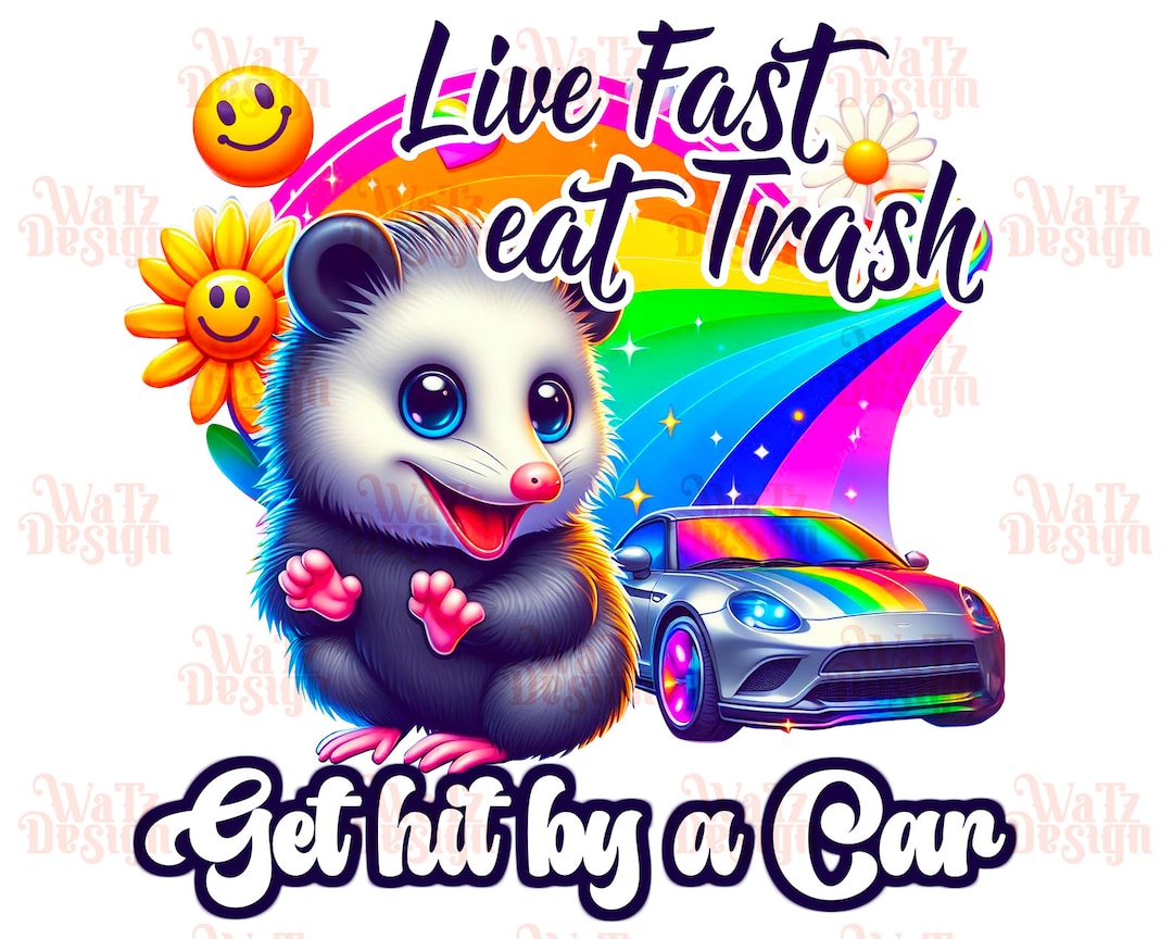 Possum Weird PNG, Cute Opossum Graphic, Live Fast Eat Trash Get Hit by ...