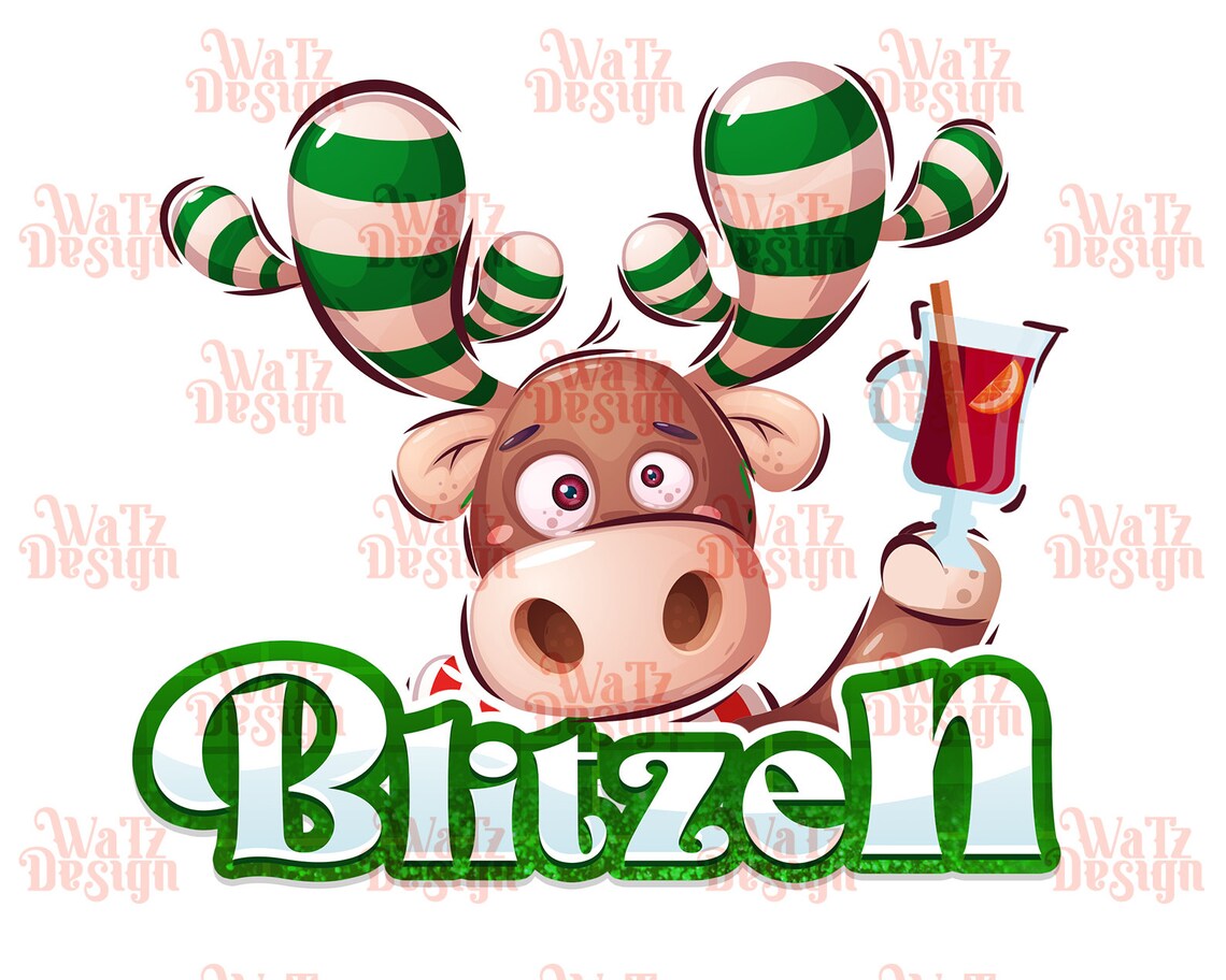 Blitzen Png, Christmas Wine Glass Png, Drunk Reindeer Png, Funny ...
