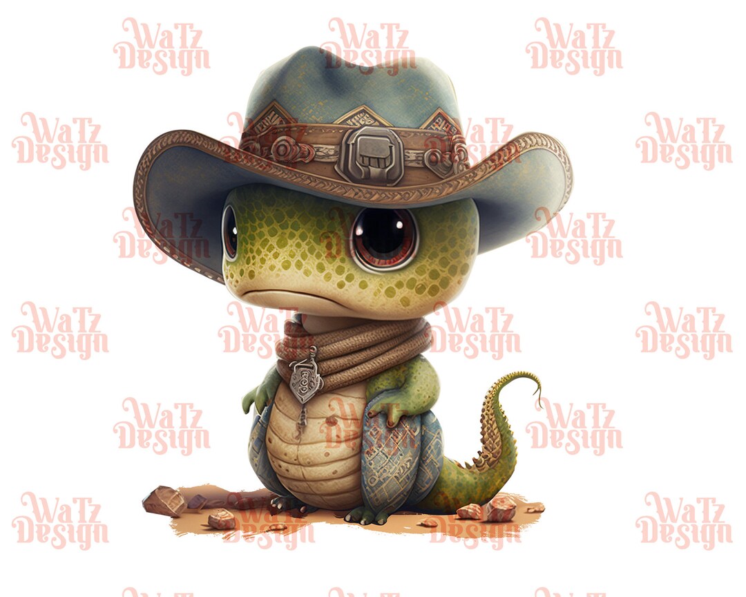 Cute Cowboy Lizard PNG - Western Themed Baby Reptile Sublimation Design ...