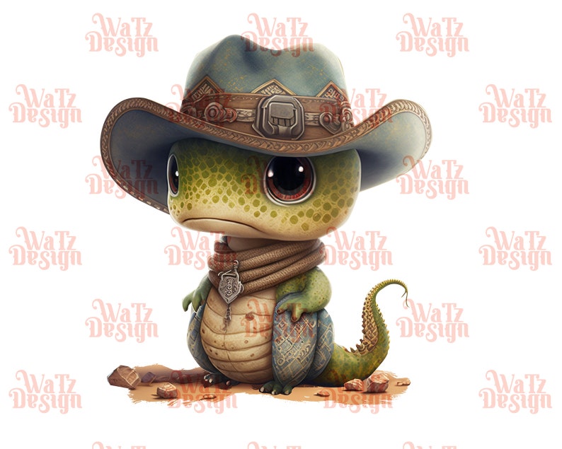 Cute Cowboy Lizard PNG Western Themed Baby Reptile - Etsy