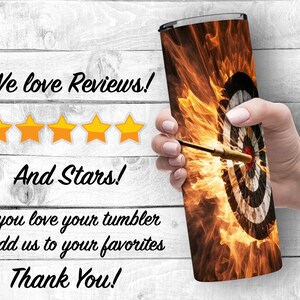 Flaming Dart Board 20 Oz Skinny Tumbler Sublimation Design, Fiery ...