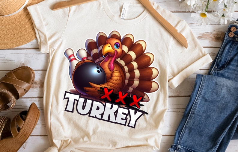Cartoon Turkey Bowling Pins Png, Gobbler With Bowling Pins Sublimation ...