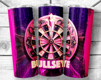 Flaming Dart Board 20 Oz Skinny Tumbler Sublimation Design, Fiery ...