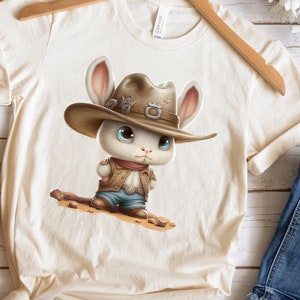 Cute Bunny With Cowboy Hat Png, Western Themed Rabbit Sublimation ...