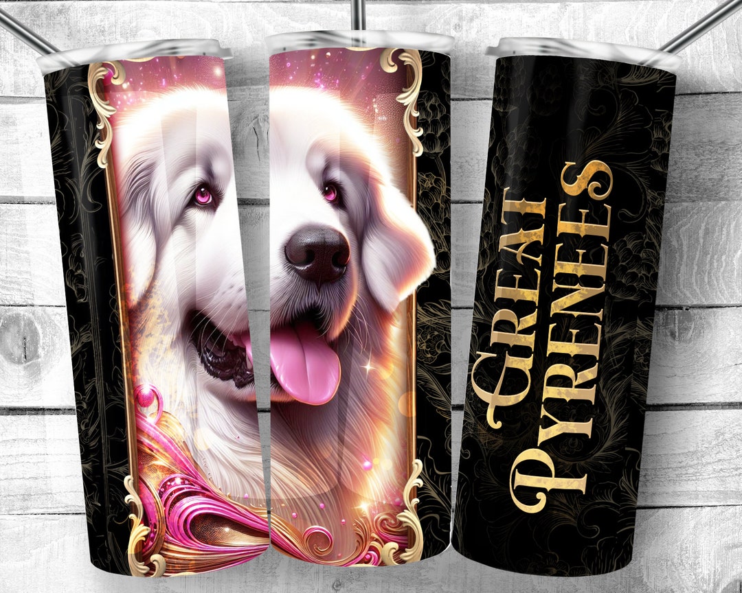 Great Pyrenees With Leopard Pattern 20oz Skinny Tumbler Design,large ...