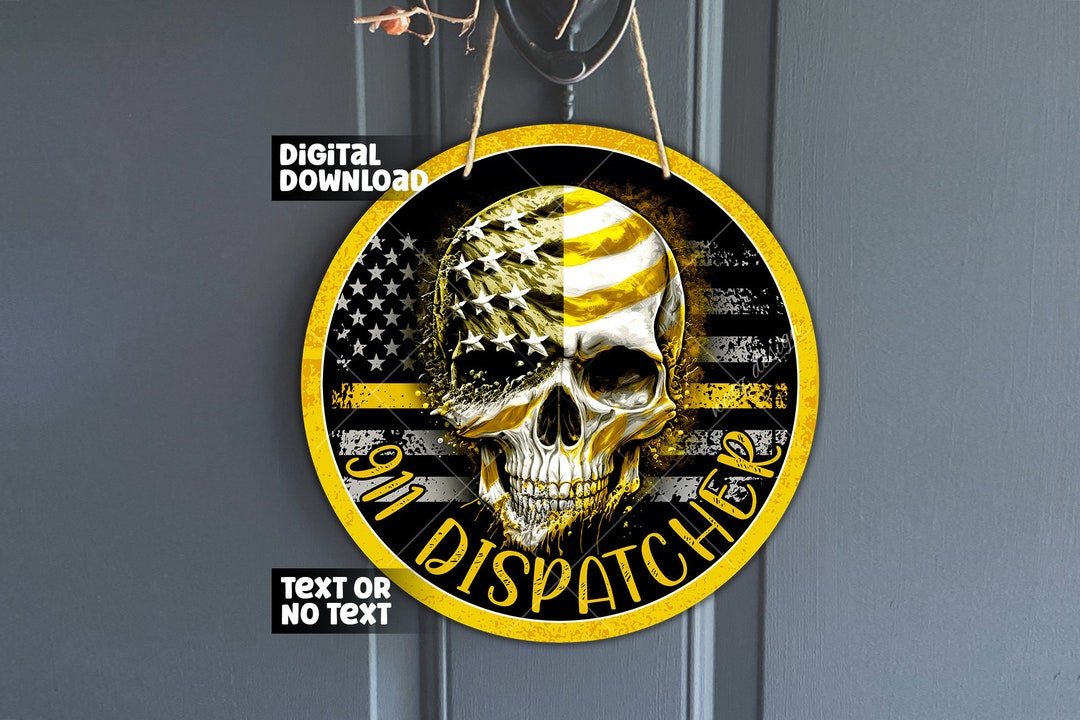 911 Dispatcher Skull Design, Crisis Operator Flag Sign for Wreath ...