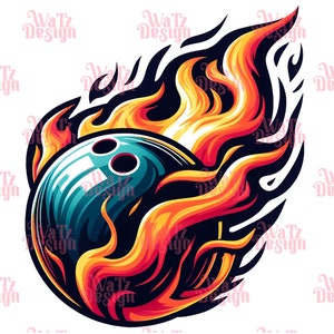 Flaming Bowling Ball PNG, Flaming Bowling Ball Sublimation Design ...