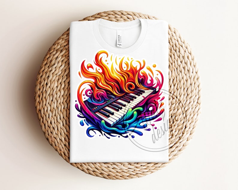 Colorful Flaming Piano Keys PNG - Vibrant Music Keyboard Sublimation ...