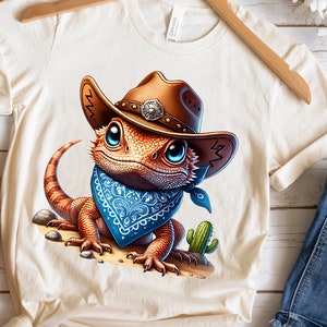 Cute Cowboy Lizard PNG - Western Themed Baby Reptile Sublimation Design ...