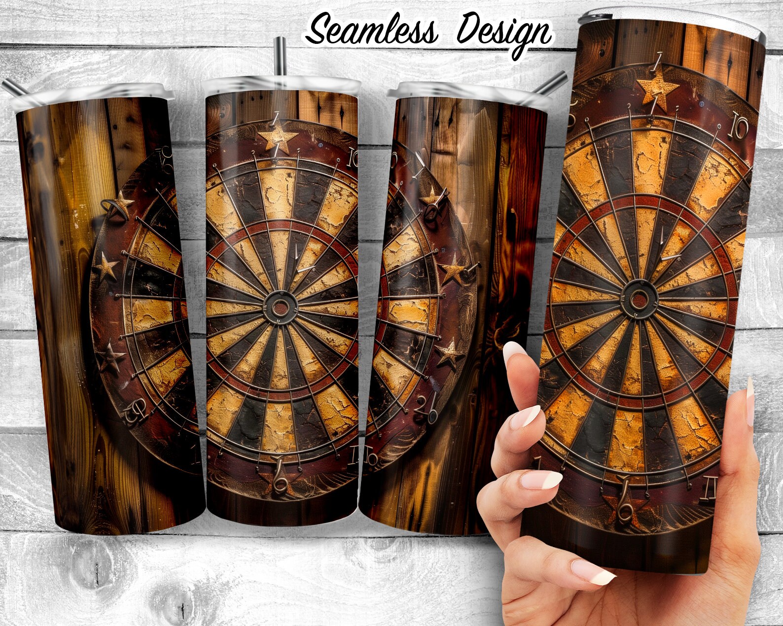 Vintage Pub Dartboard 20oz Skinny Tumbler Sublimation Design, Western ...